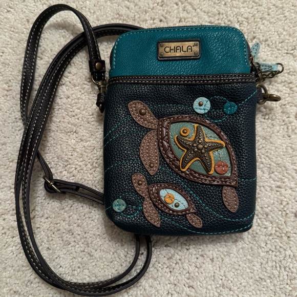 Chala | Bags | Chala Crossbody With Turtle Design Brown With Turquoise ...